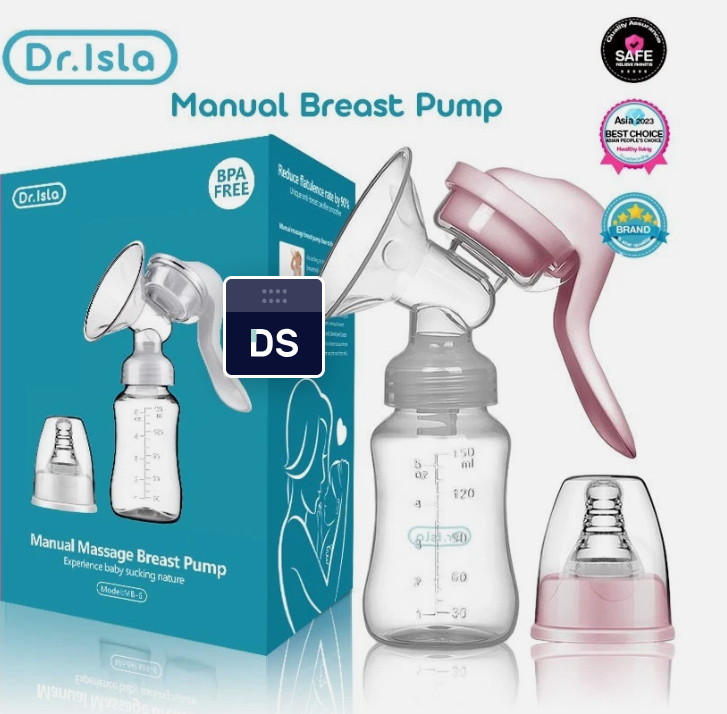 Dr. Isla Manual Breast Pump with Baby Bottle – Gentle Suction, Easy Mi ...